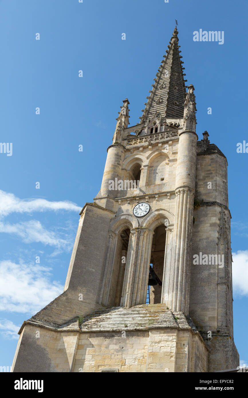 View of the steeple of St. Emilion's Monolithic Church Stock Photo - Alamy