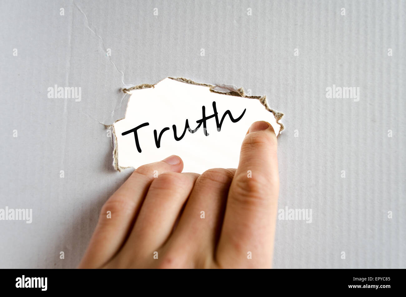 Hand and text on the cardboard background Truth Stock Photo - Alamy