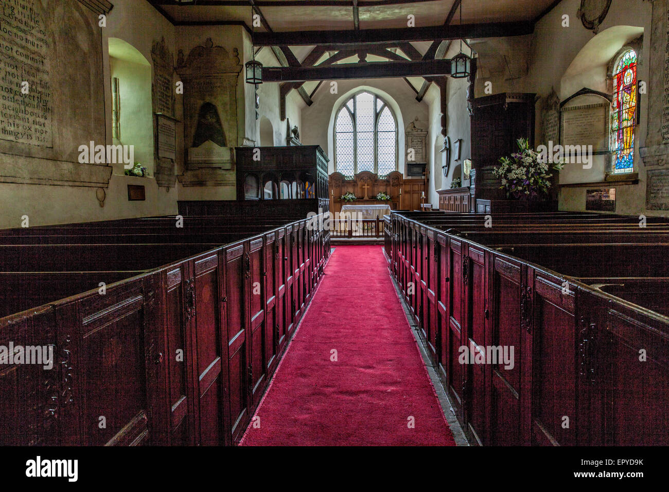 The inside of St John The Baptist Church at Stokesay near Ludlow in ...