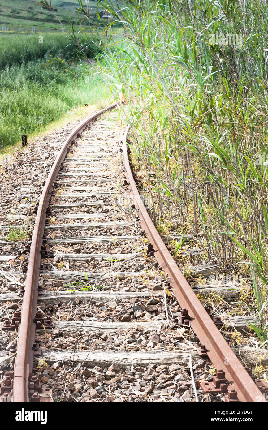 Old abandoned rail tracks, concept of what's around the corner Stock ...