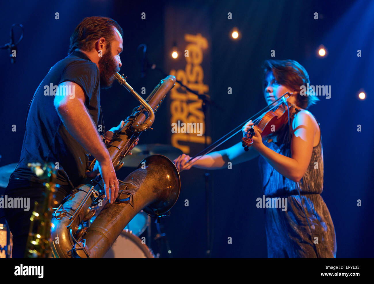 Moers, Germany. 22nd May, 2015. US saxophonist Colin Stetson and ...