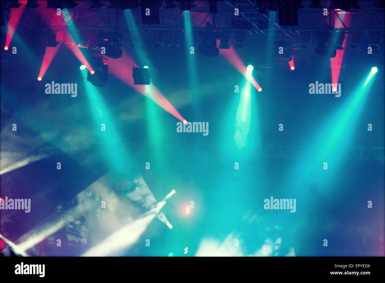 bright colorful stage lights - retro styled Stock Photo - Alamy