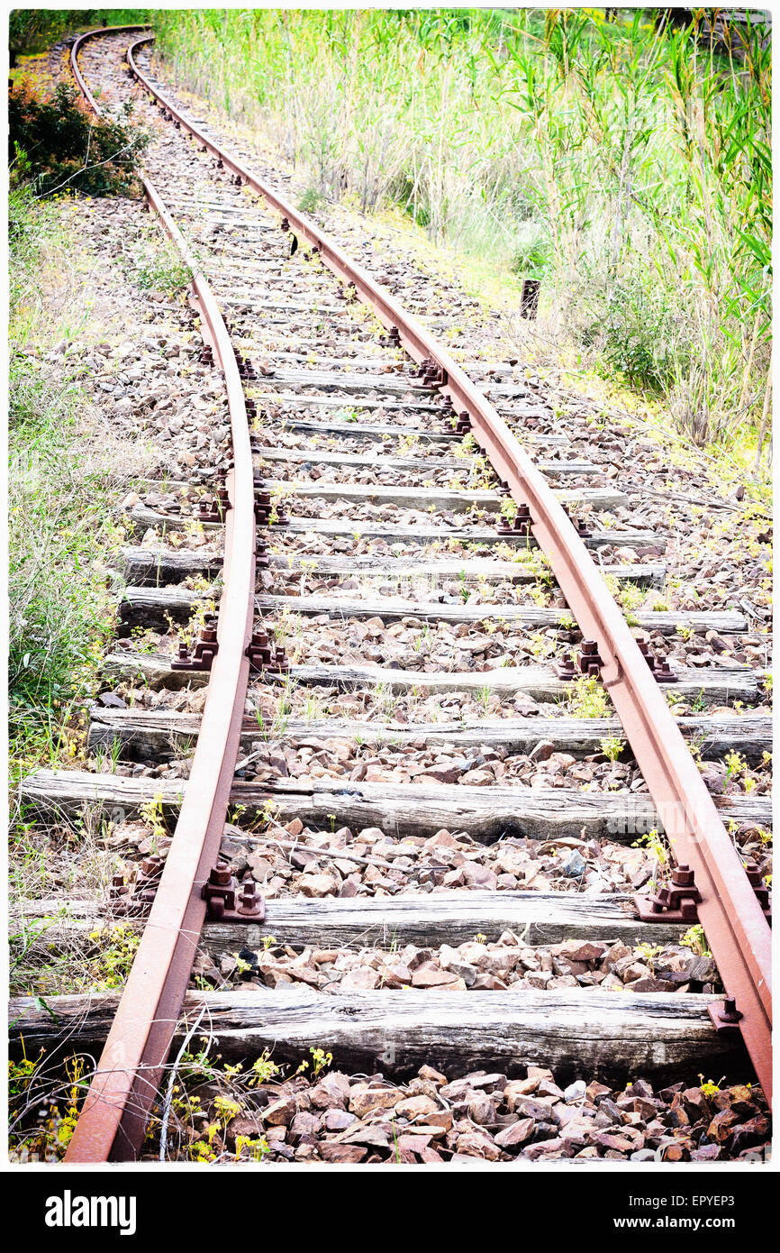 Old abandoned rail tracks, concept of what's around the corner Stock ...