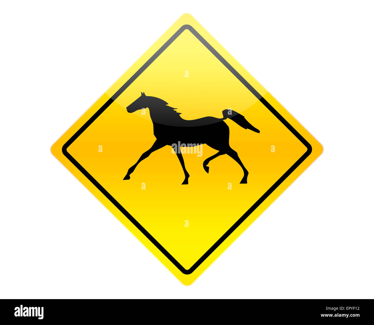 Horses on road warning sign Stock Photo - Alamy