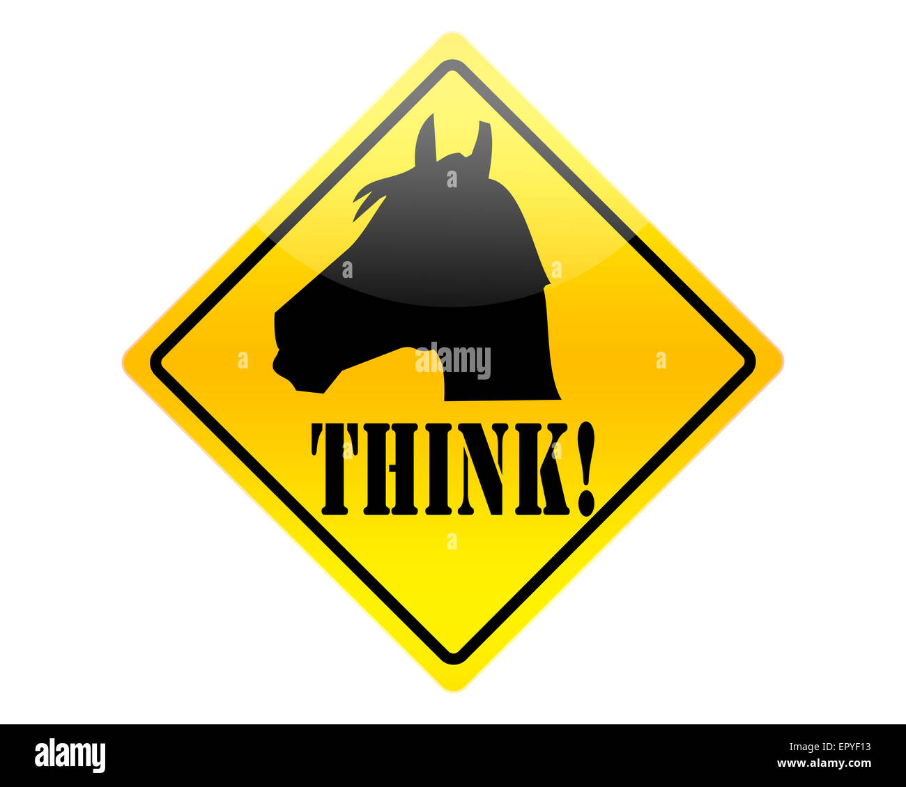 Horses on road warning sign Stock Photo - Alamy