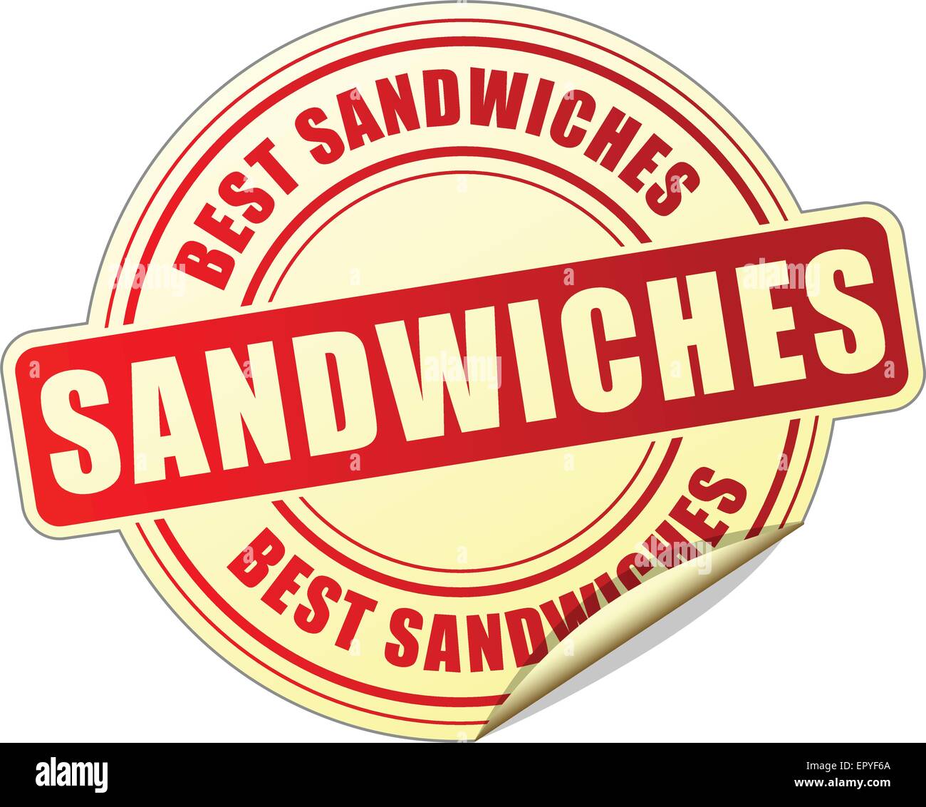 illustration of sandwiches red sticker on white background Stock Vector ...