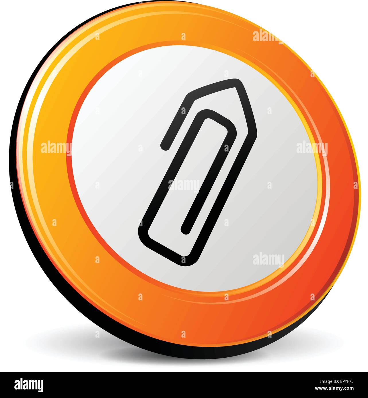 illustration of paper clip 3d design orange icon Stock Vector Image ...
