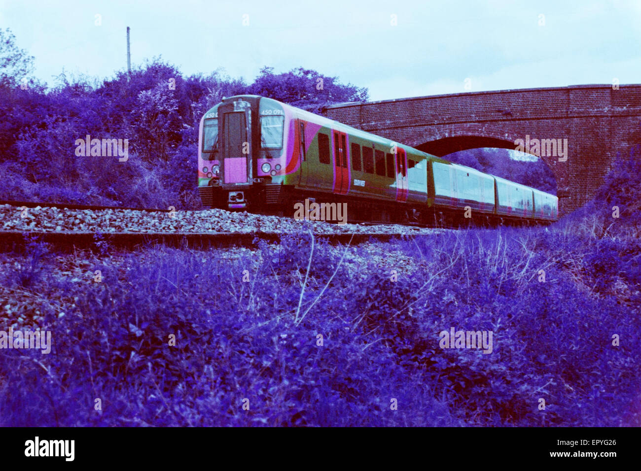 a south western commuter train near chalton hampshire england uk Stock ...