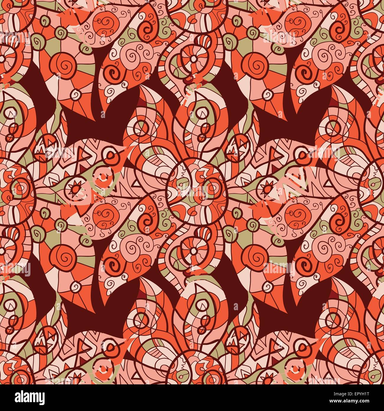 Abstract oriental endless wallpaper in red color Stock Vector Image ...