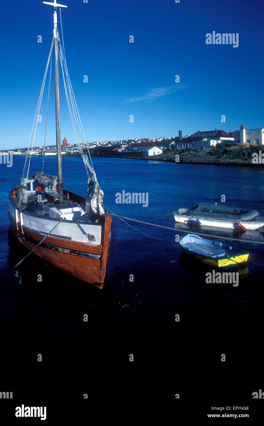 view of the capital Port Stanley,The Falkland Islands (British Overseas ...