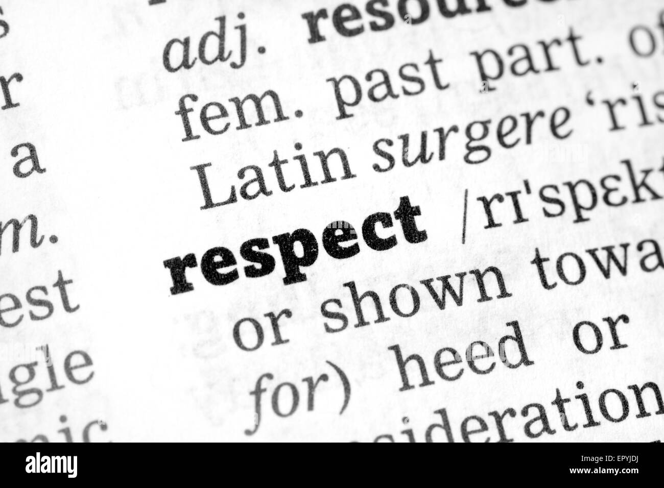 Dictionary definition of the word Respect Stock Photo - Alamy