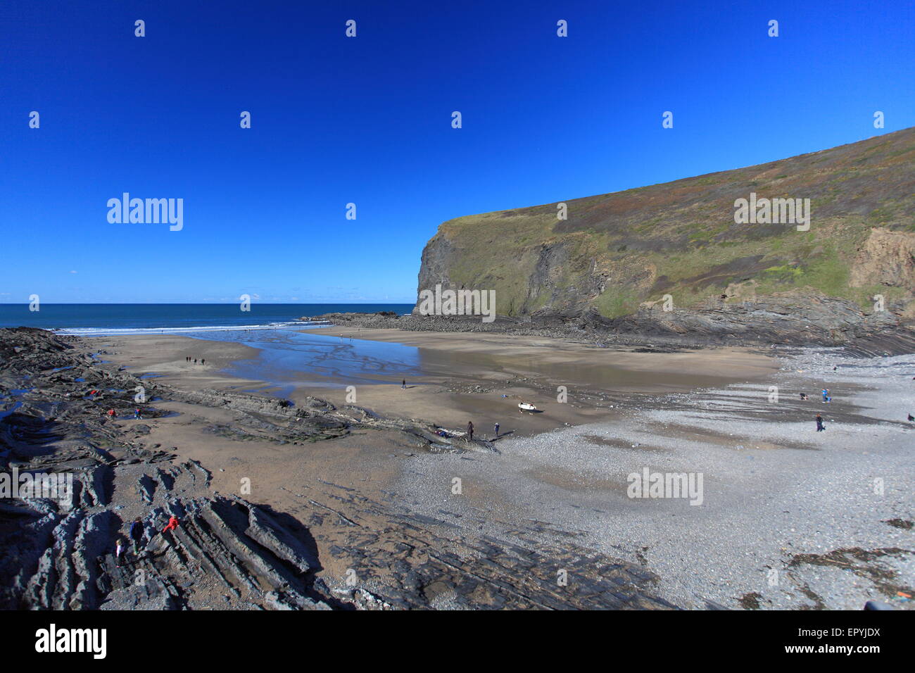 Crackington Haven beach on the north coast of Cornwall in England Stock ...