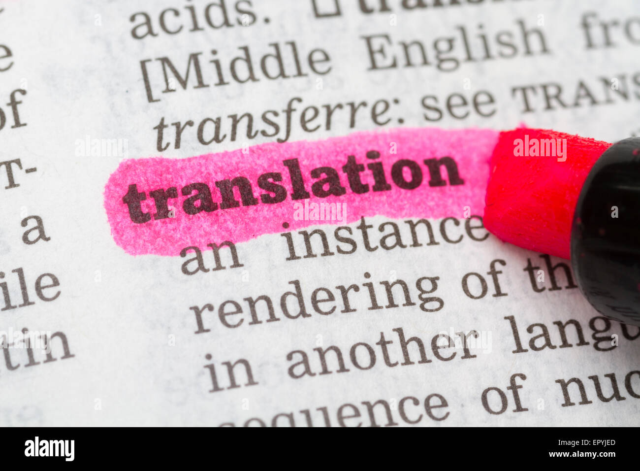 Dictionary definition of the word translation Stock Photo - Alamy