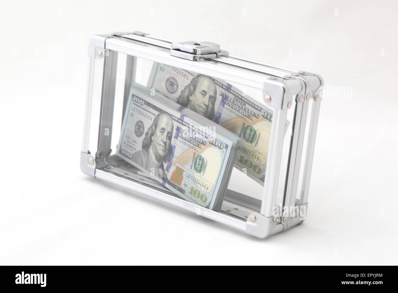 Case with money on a light background Stock Photo - Alamy
