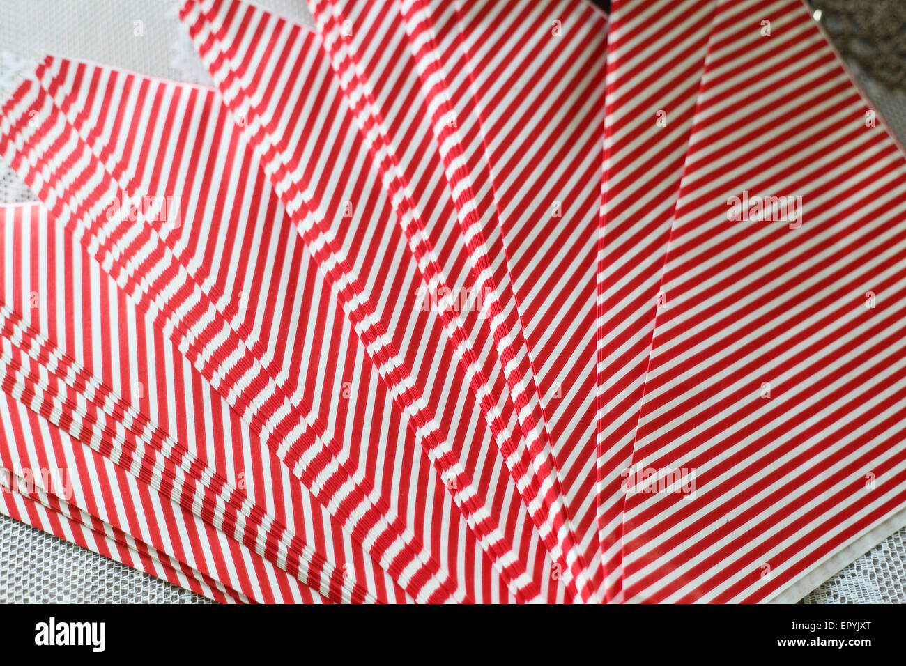 paper napkins in red stripes Stock Photo - Alamy