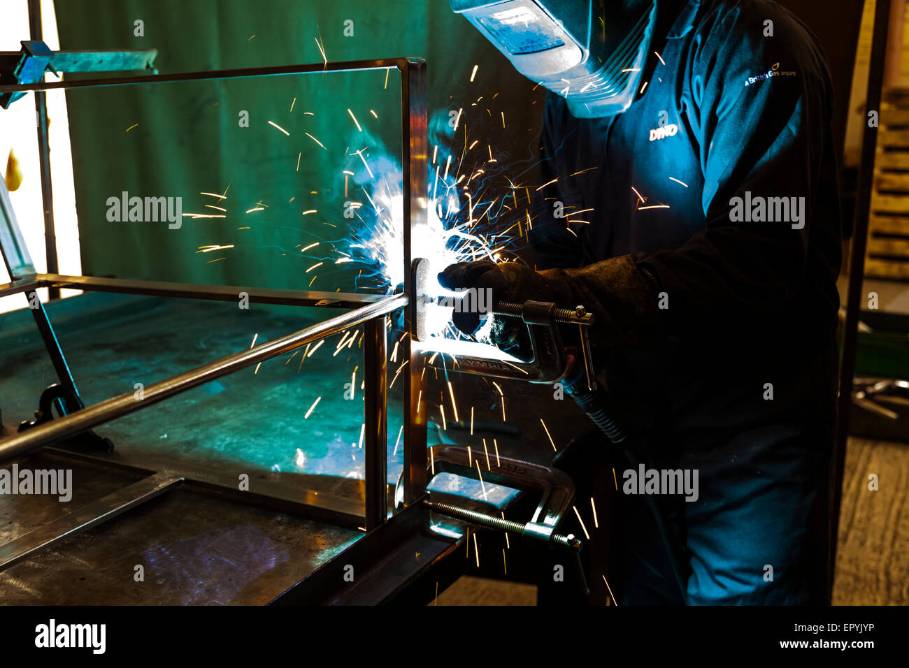 Arc Welder Working on Metal Structure Stock Photo - Alamy