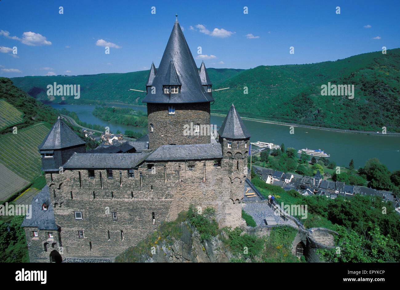 DEU, Germany, castle Stahleck in Bacharach at the river Rhine. DEU ...