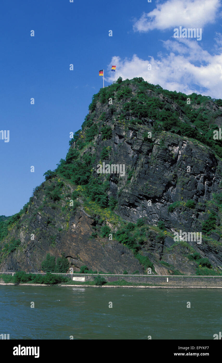 DEU, Germany, the Loreley rock at the river Rhine. DEU, Deutschland ...
