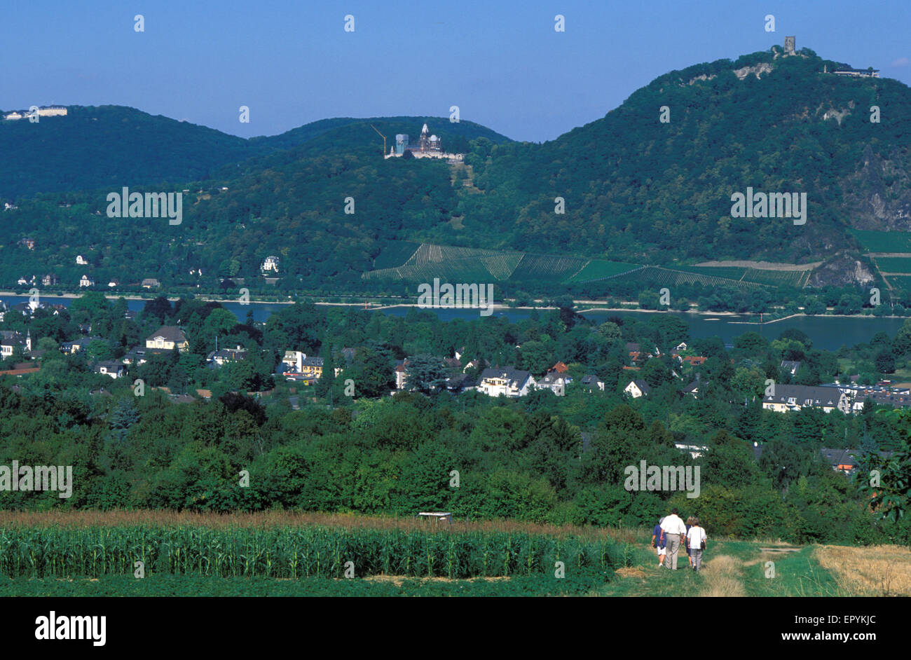 DEU, Germany, view from Bonn-Mehlem across the river Rhine to the ...