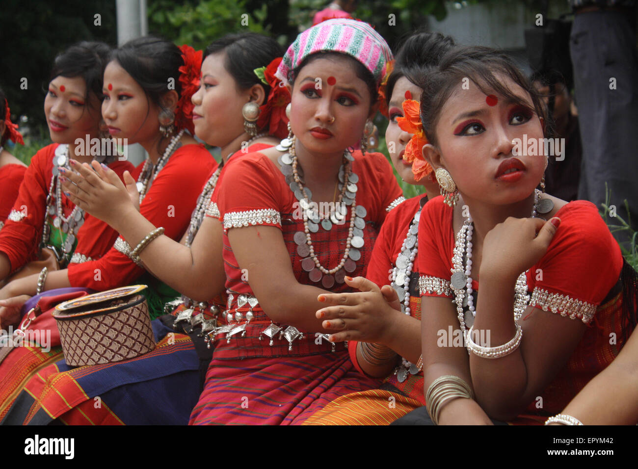 Bangladeshi indigenous peoples with the traditional dress and ornaments ...