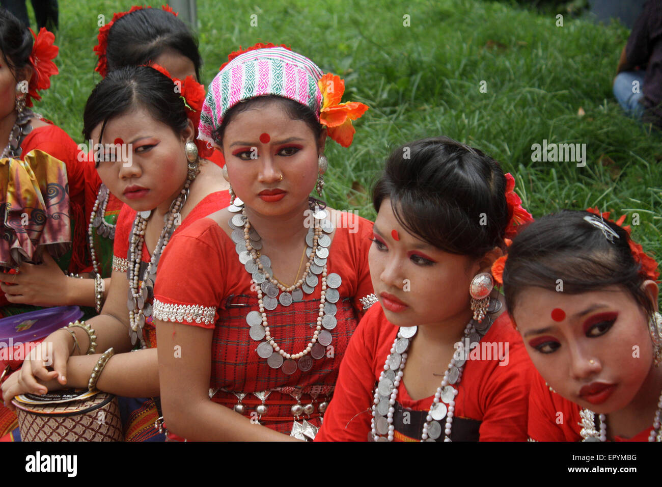 Bangladeshi indigenous peoples with the traditional dress and ornaments ...