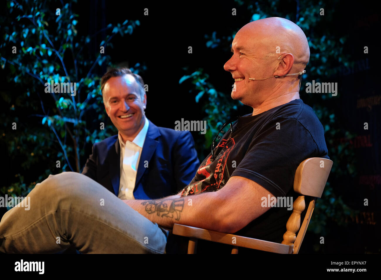 Hay Festival, Powys, Wales - May 2015 - Author Irvine Welsh on stage in ...