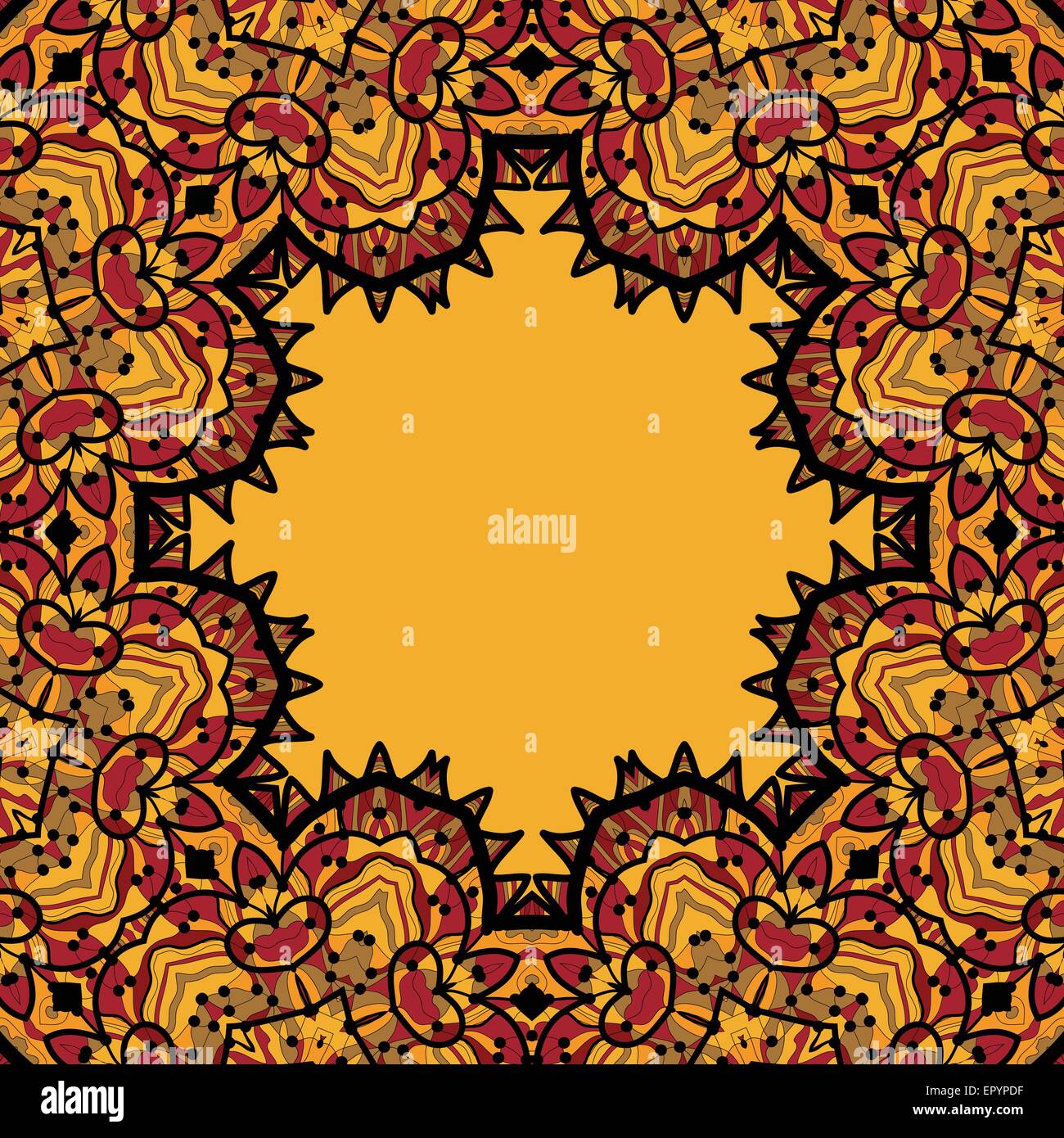 Oriental mandala frame border for text. Copyspace in the center ...