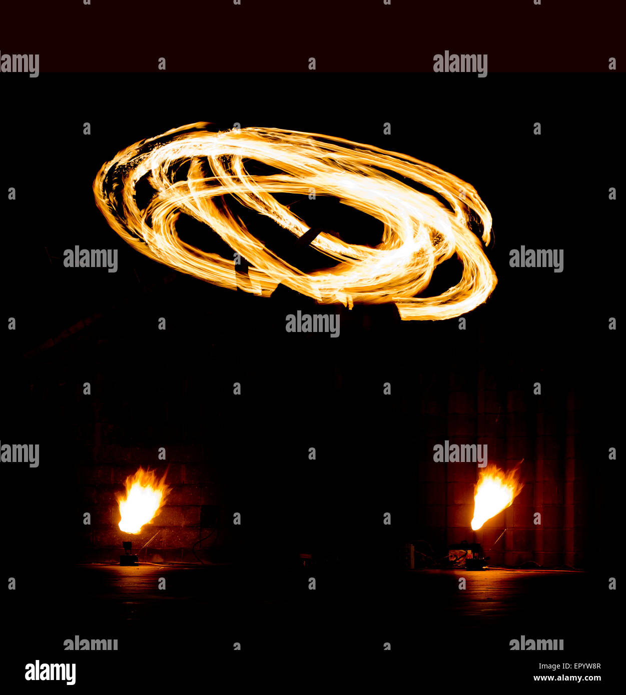Fire Show Flaming Trails Stock Photo - Alamy
