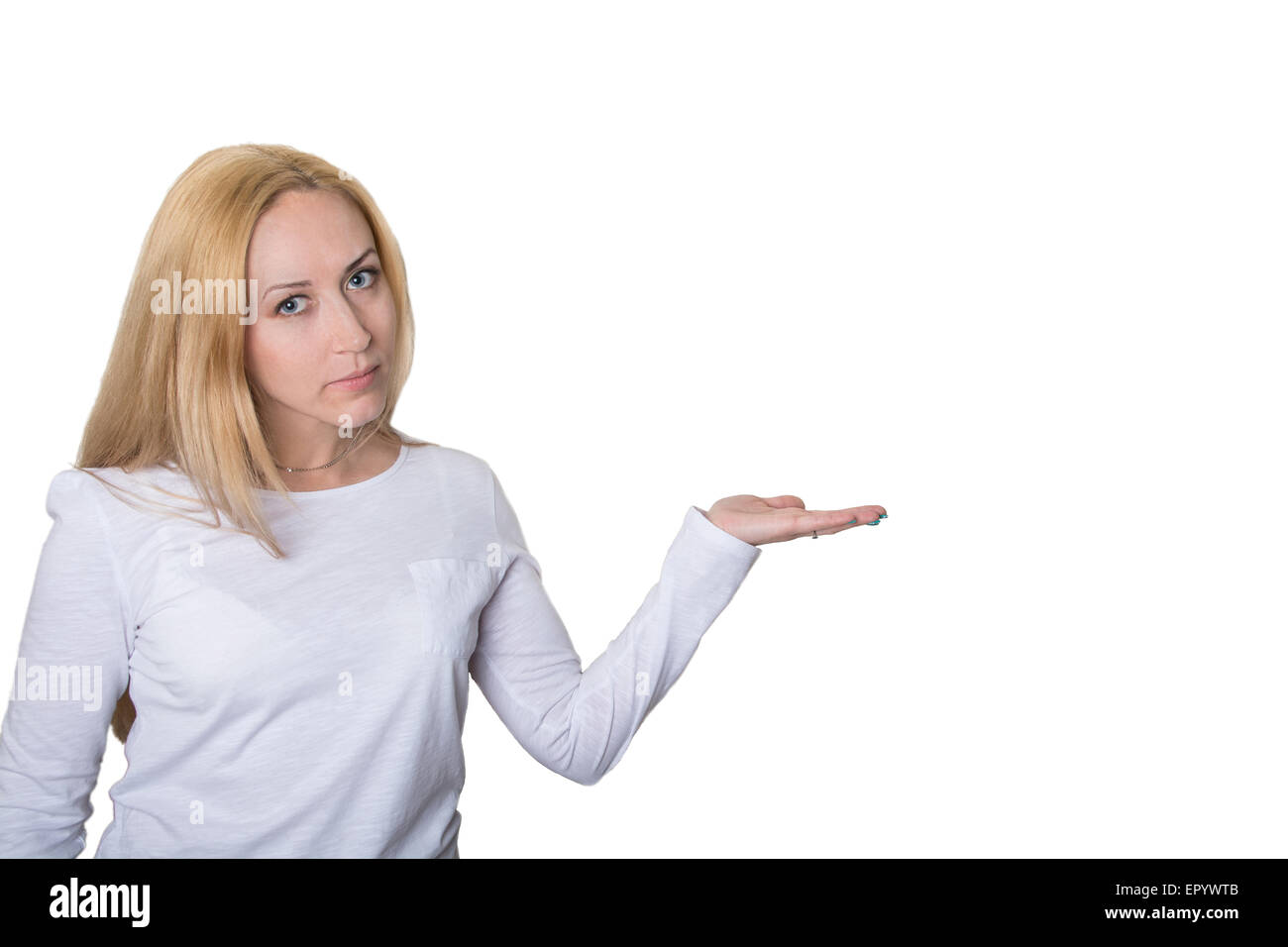 The girl offering the goods Stock Photo - Alamy