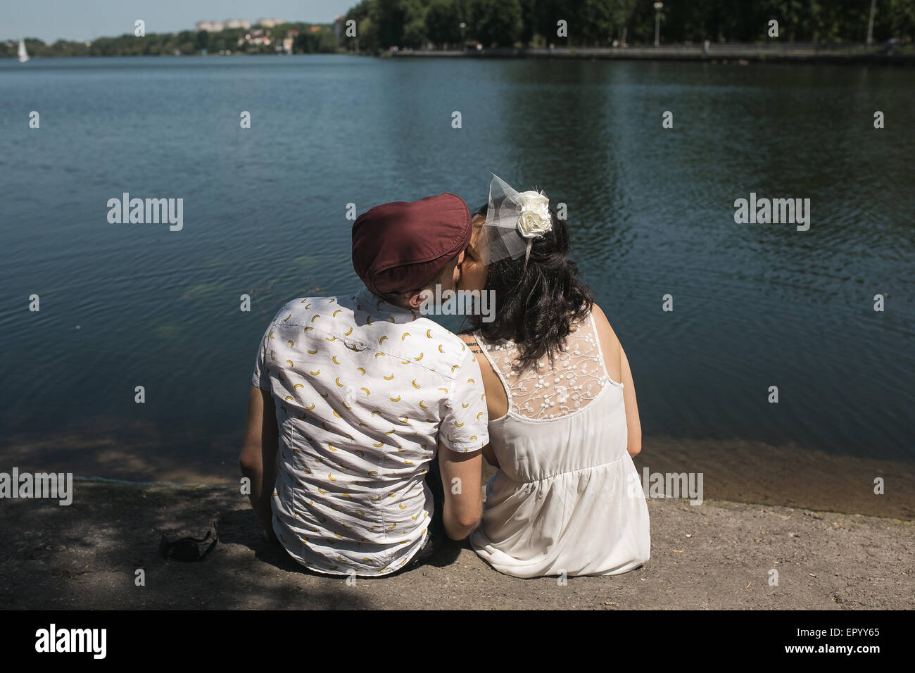beautiful couple gently hugging Stock Photo - Alamy