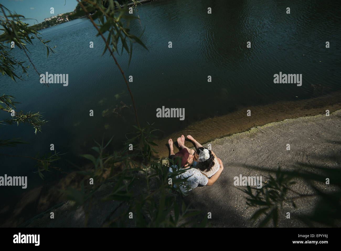 beautiful couple gently hugging Stock Photo - Alamy