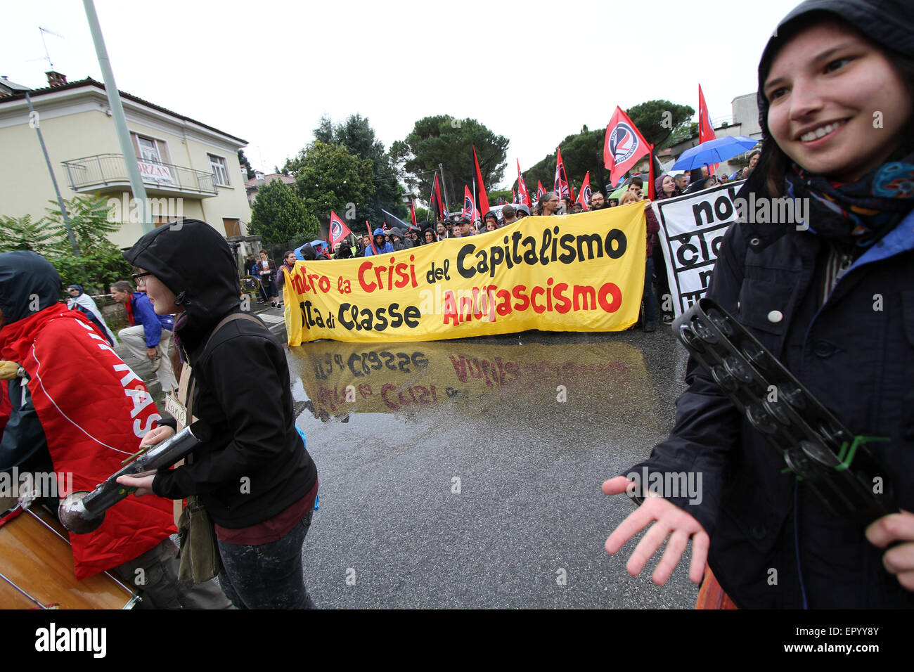Gorizia, Italy. 23rd May, 2015. people march during a parade against ...