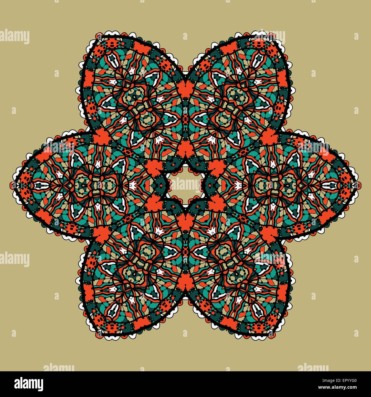 Stylized mandla flower. Art vintage decorative elements. Hand drawn ...