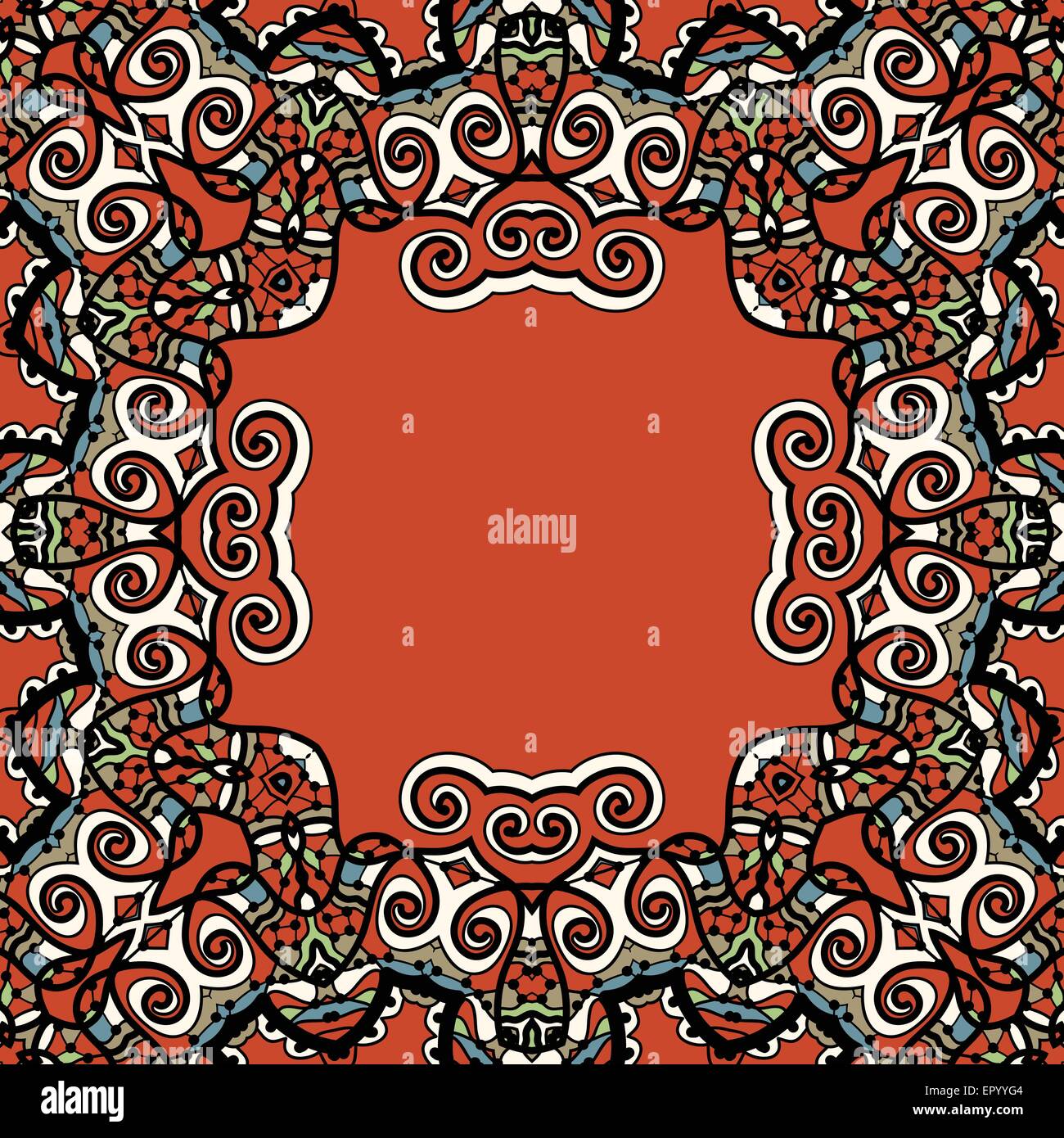 Mandala frame red color Stock Vector Image & Art - Alamy