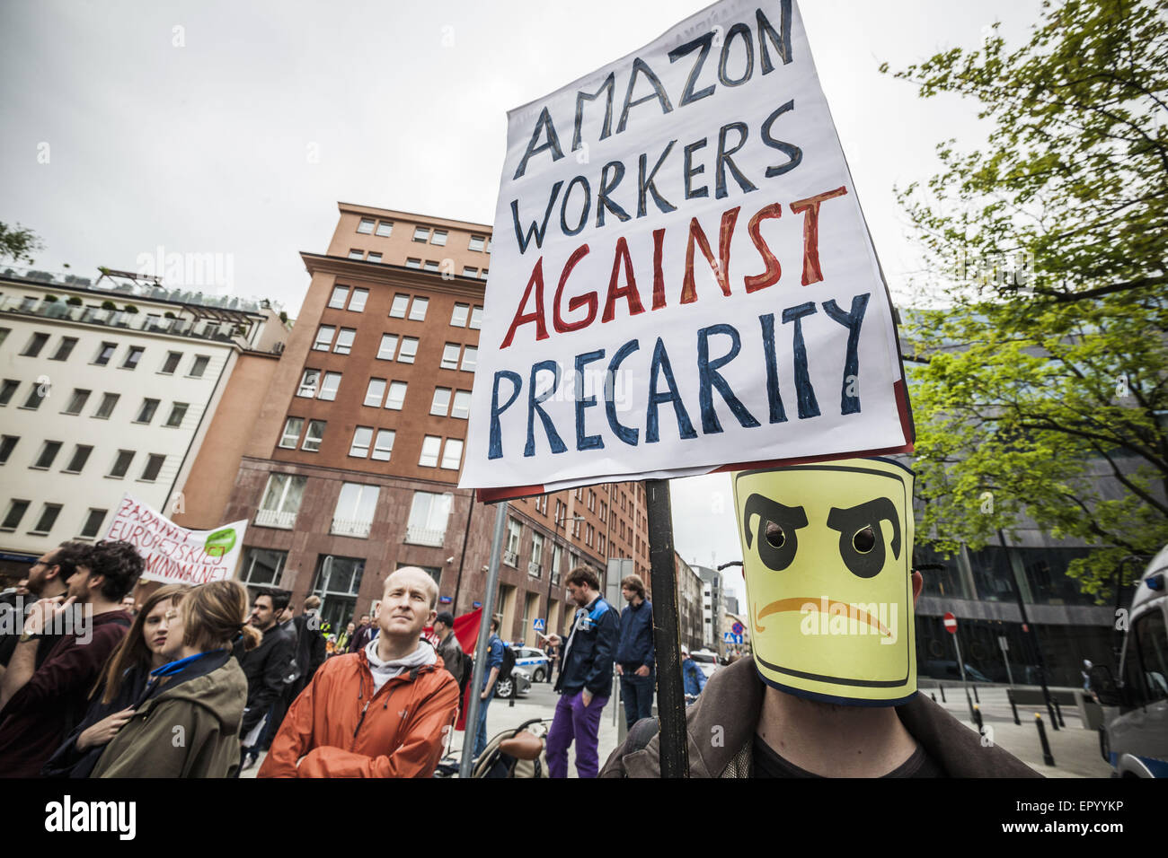 Warsaw, Mazovia, Poland. 23rd May, 2015. Amazon worker protester with a ...