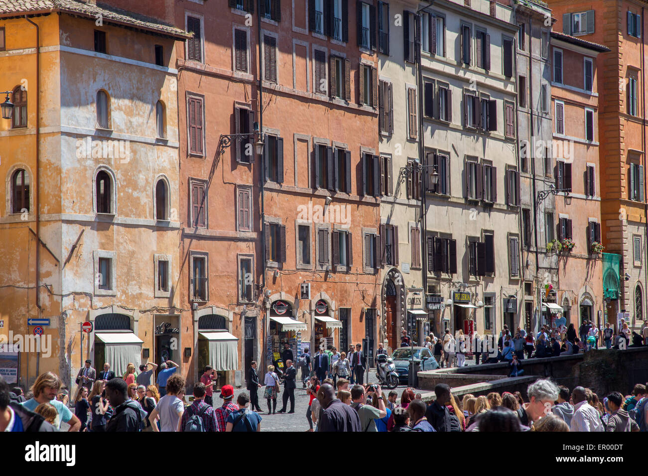 Tourists crowd the streets of Rome near the Pantheon, Rome, Italy Stock ...