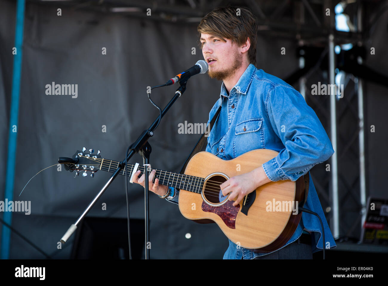 Bristol, UK. 23rd May, 2015. Musician Joss Morgan-Giles on stage at the ...