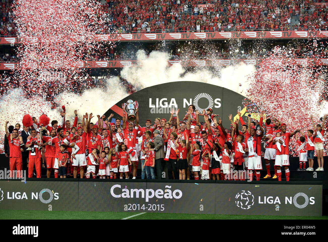 Lisbon, Portugal. 23rd May, 2015. Benfica's players celebrate with the ...