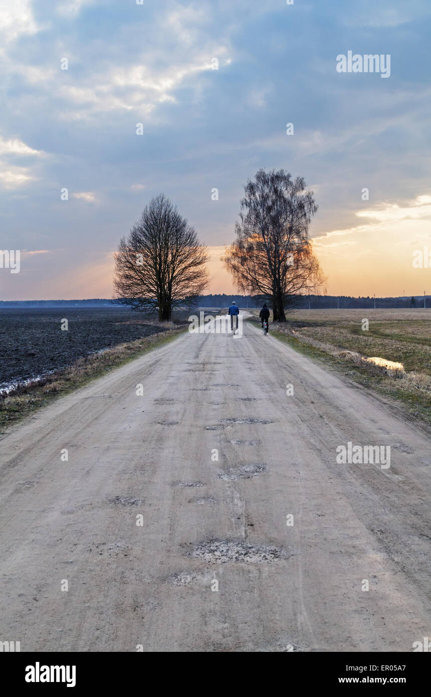 Travel on the spring road on the bike Stock Photo - Alamy