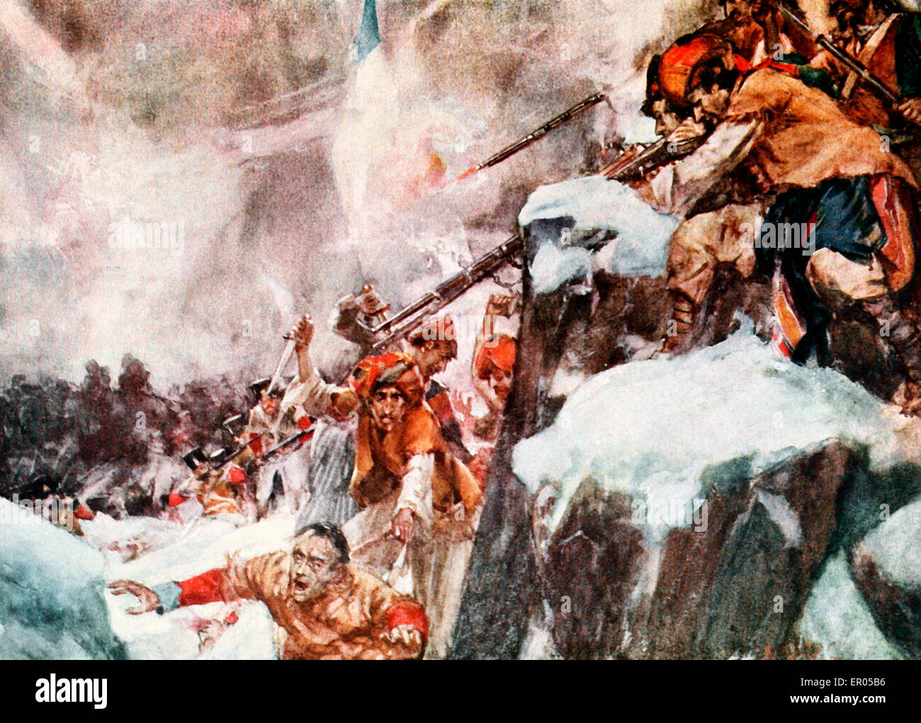 The Retreat from Afghanistan, 1842. British troops being attacked while ...