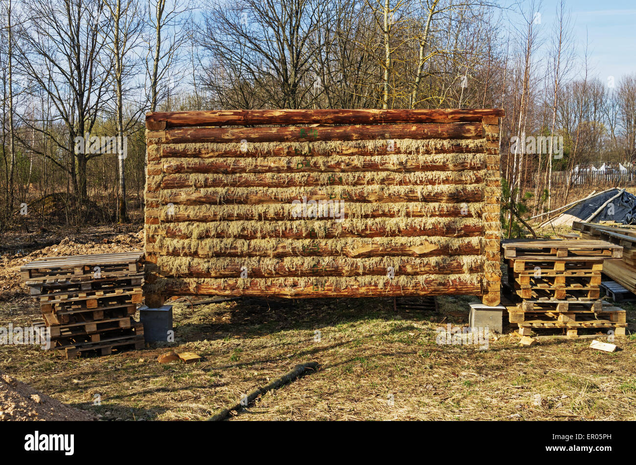 Background from log-house wall Stock Photo - Alamy