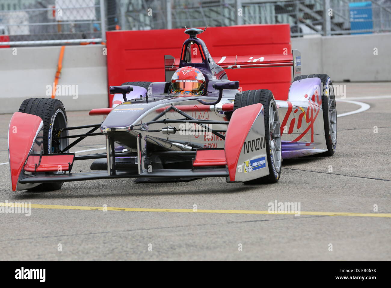 Berlin, Germany. 23rd May, 2015. Formula E racing car on the racetrack ...