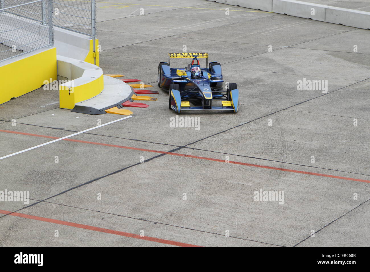 Berlin, Germany. 23rd May, 2015. Formula E racing car on the racetrack ...