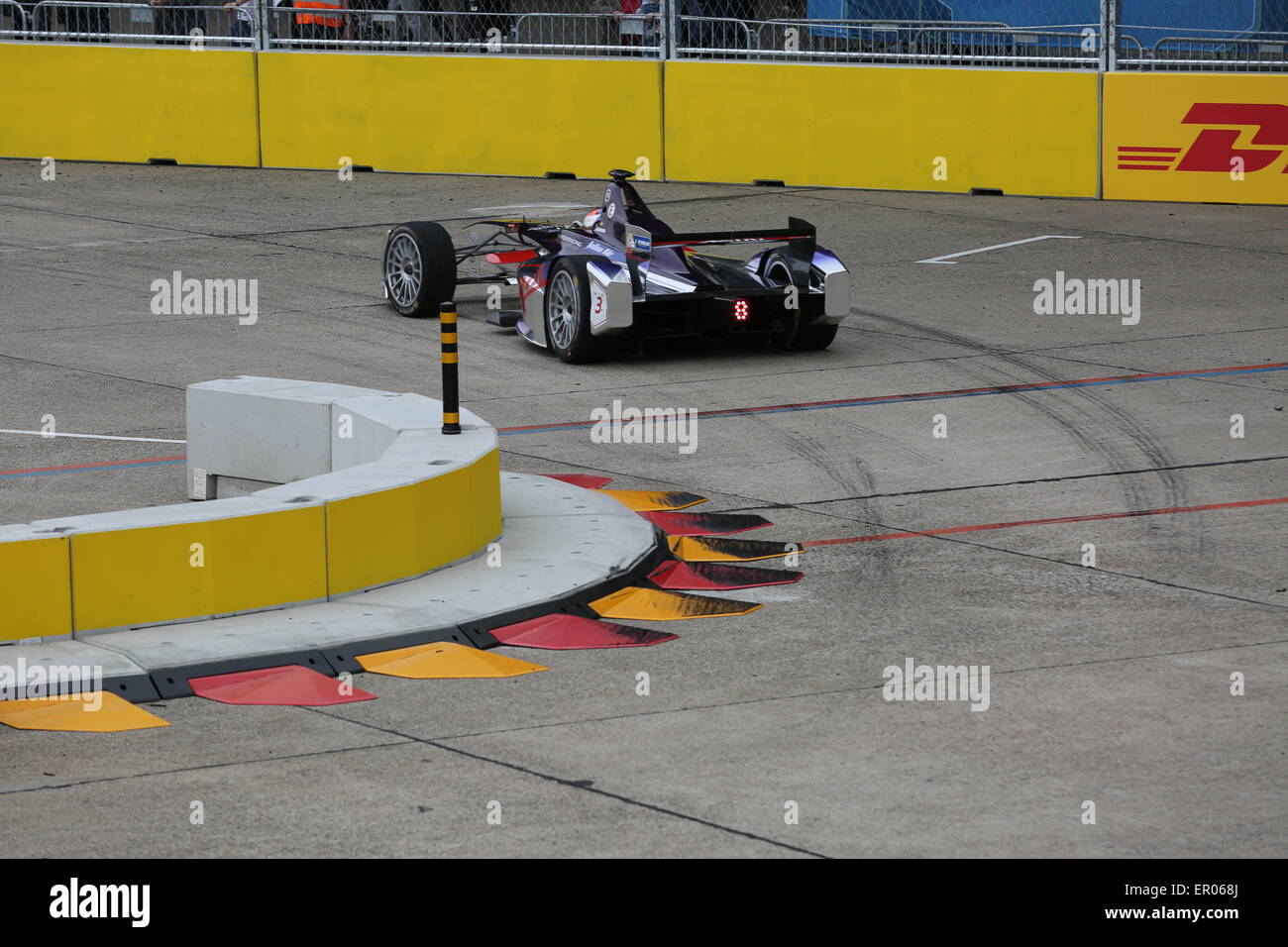 Berlin, Germany. 23rd May, 2015. Formula E racing car on the racetrack ...
