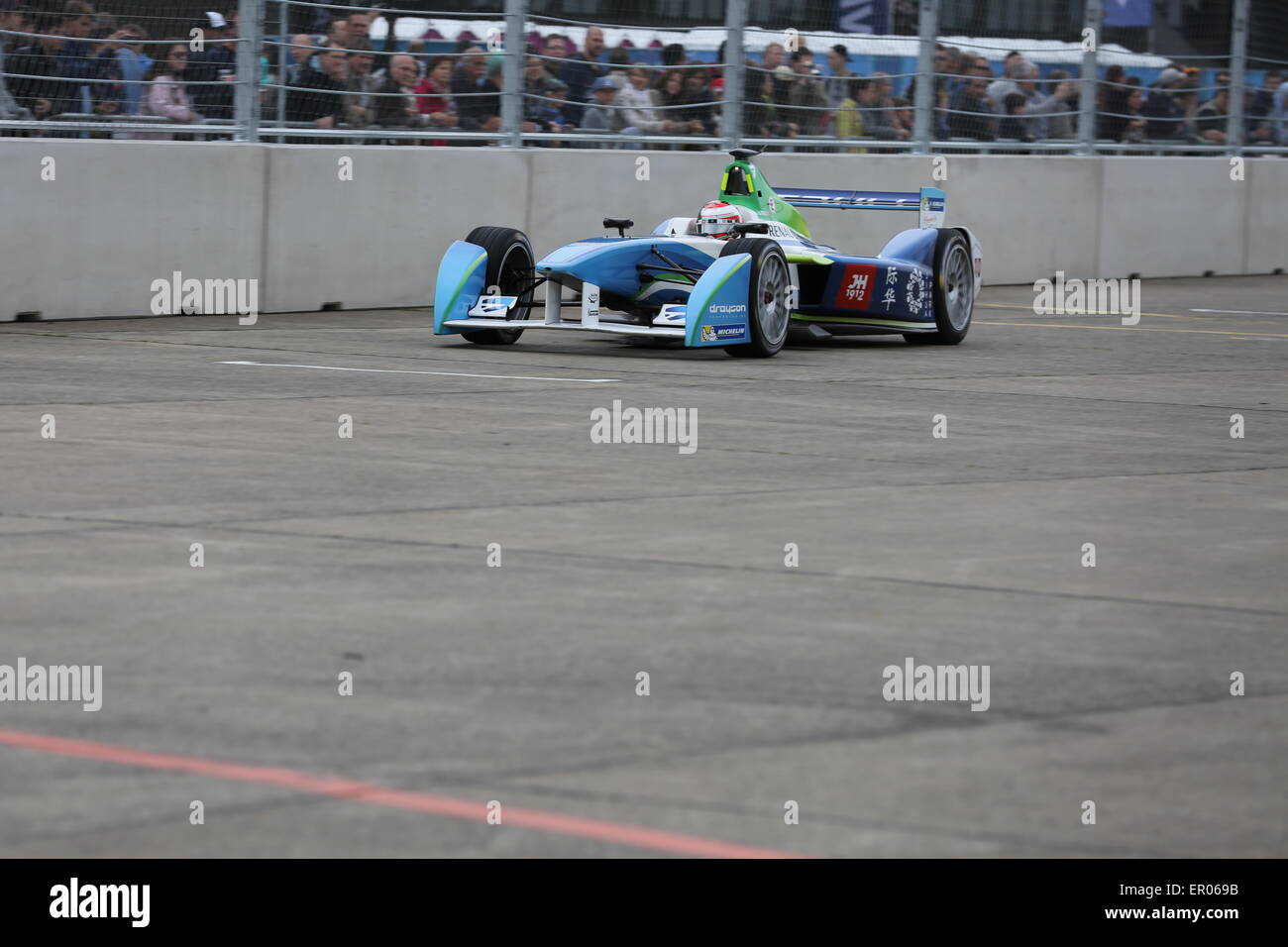 Berlin, Germany. 23rd May, 2015. Formula E racing car on the racetrack ...