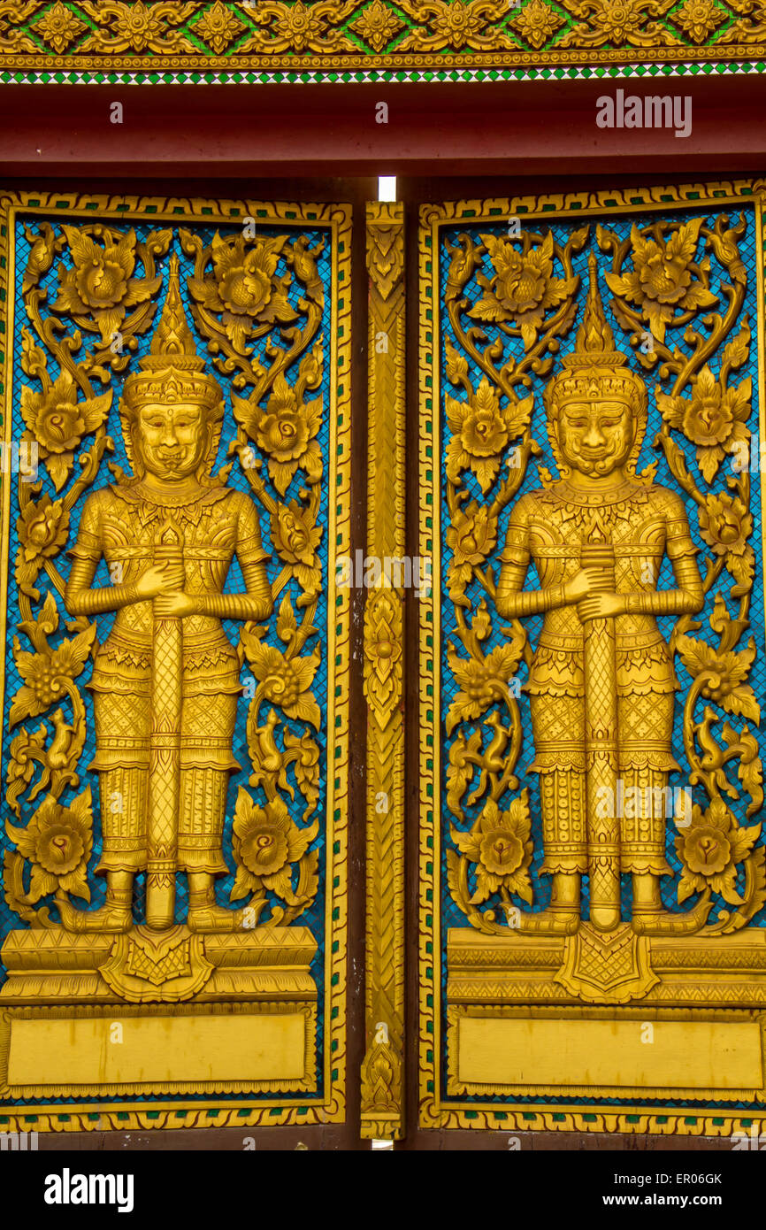 Temple doors, culture, art, Thailand, gate, golden, Buddhism Stock ...