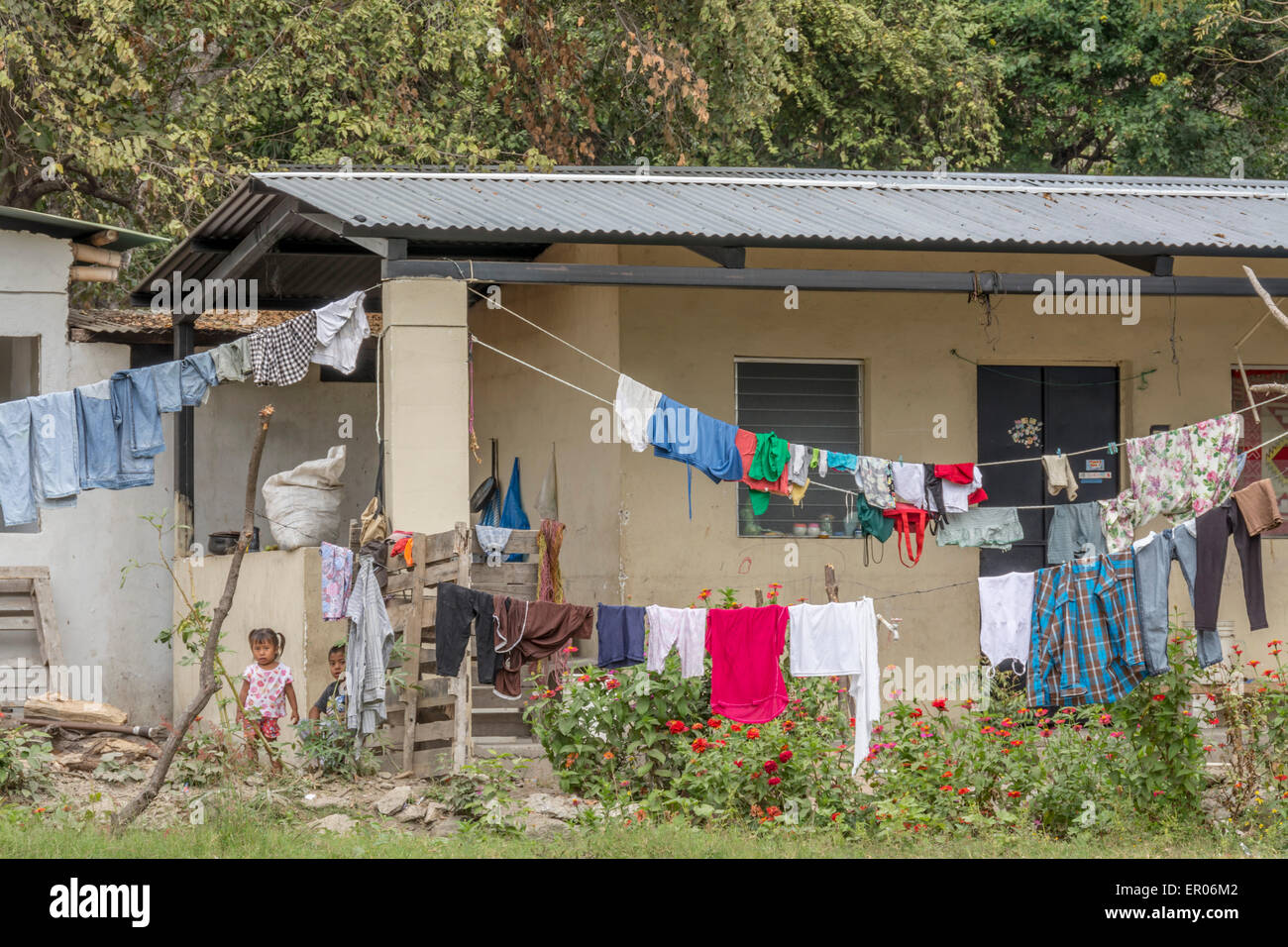 Clothing hanging on lines to dry in Guatemala Stock Photo - Alamy