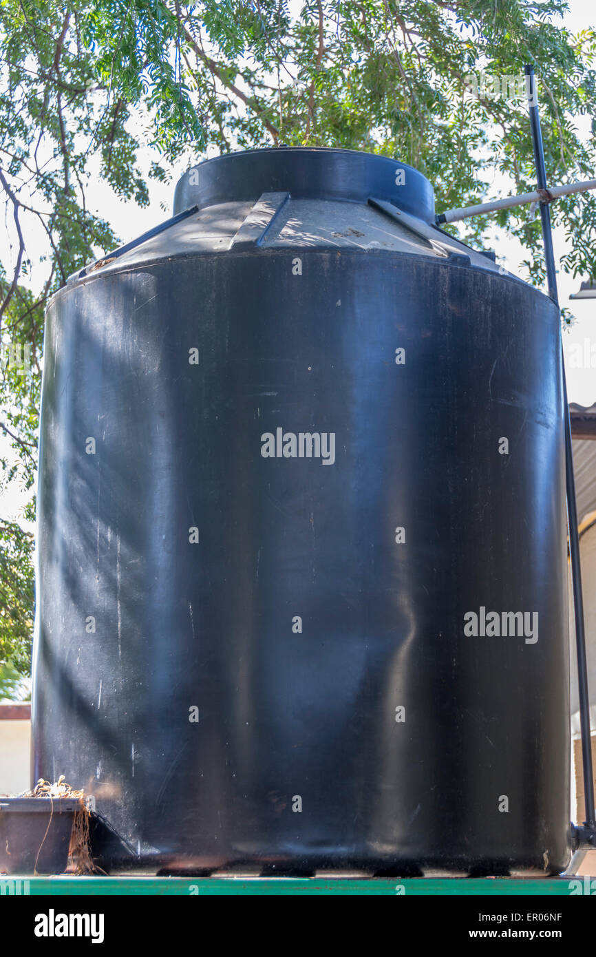 Water storage tank at a Guatemalan school for water pumped from a well ...