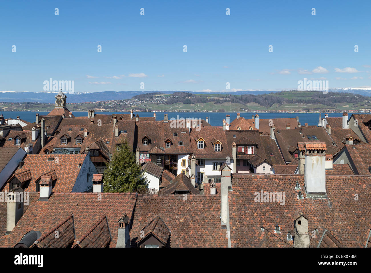 Rooftops in Murten, Switzerland Stock Photo - Alamy