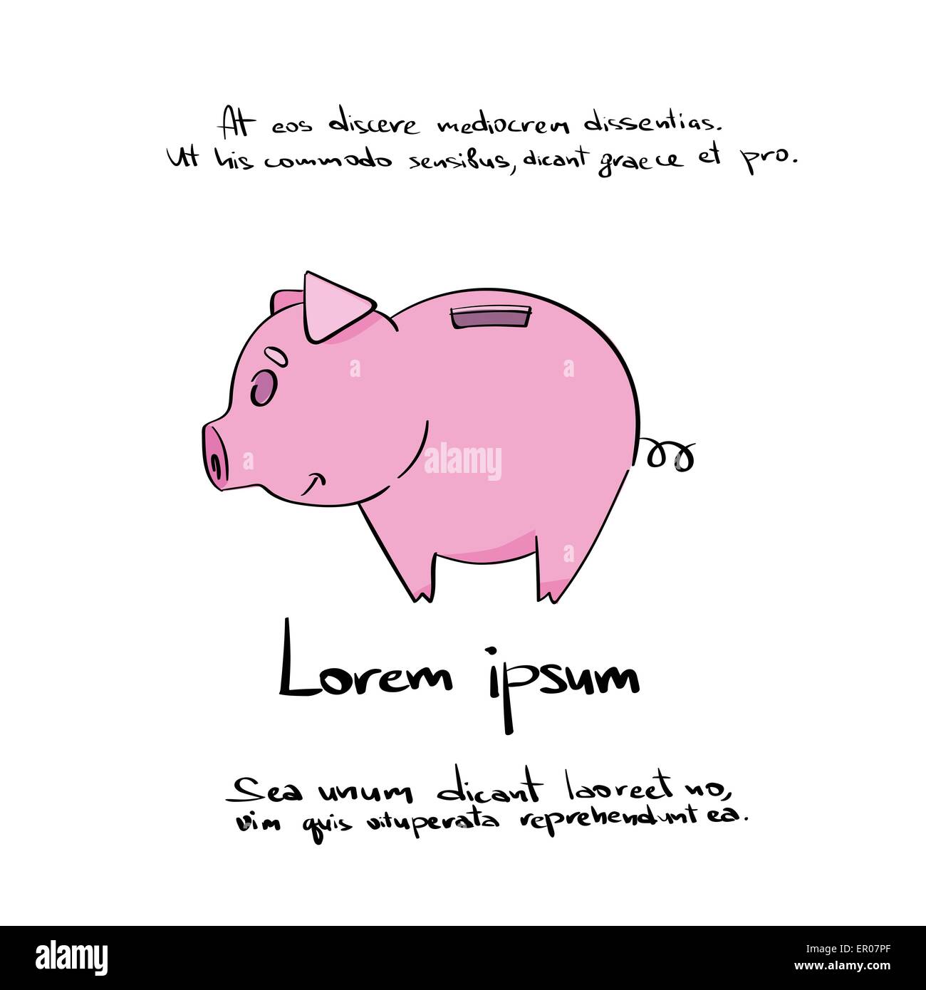 Piggy Bank Ping Hand Draw Logo Color Icon Vector Stock Vector Image ...